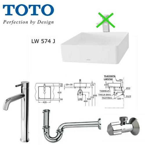 Jual Wastafel TOTO LW 574 J W/F Comp Set Kran Panas Dingin TX116LESN ...