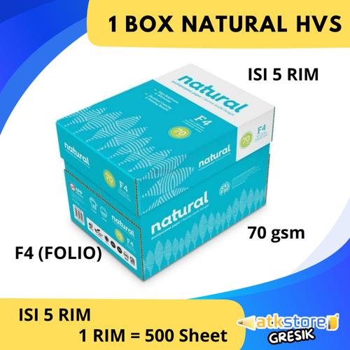 Jual NATURAL Kertas HVS F4 FOLIO 70 GSM 1 BOX/5 RIM Kertas Print ...