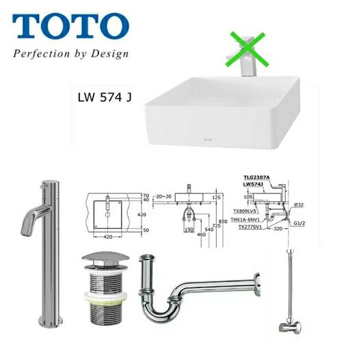 Jual Wastafel TOTO LW 574 J W/F Putih Comp Set Kran Dingin TX123LESN ...