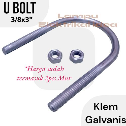 Jual UBOLT KLEM PIPA 3" INCH CLAMP PIPA BAUT U BOLT GALVANIS PUTIH + 2 ...