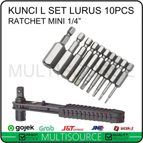 Promo Kunci L Set Lurus Gagang Ratchet Mini 1/4" | Hex Key Screwdriver ...
