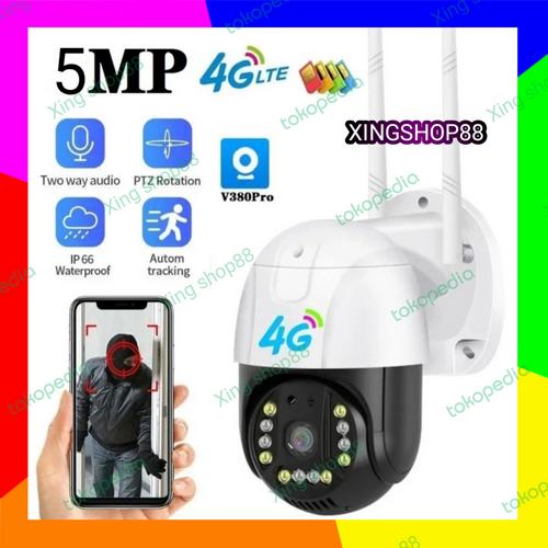 Promo IP CAMERA SIM CARD MOBILE 4G CCTV HUMAN TRACKING PTZ V380 PRO ...