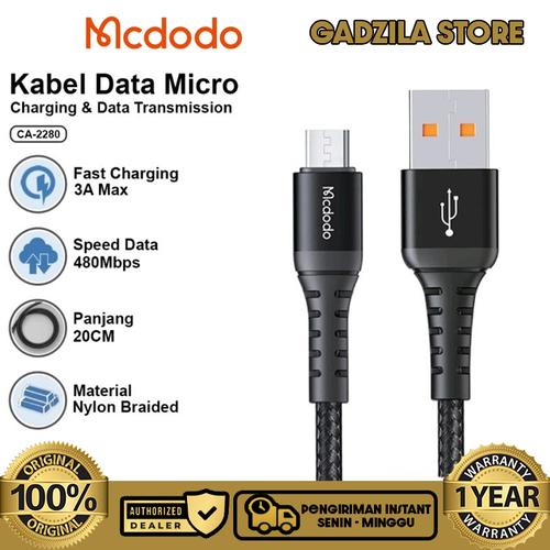 Jual Mcdodo Kabel Charger Micro USB Cable 3A QC 4.0 1M Pendek 20cm ...