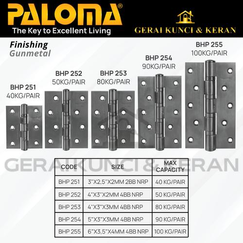 Jual PALOMA Engsel Pintu Jendela Kupu Plat Butt Hinge BHP 251 252 253 ...