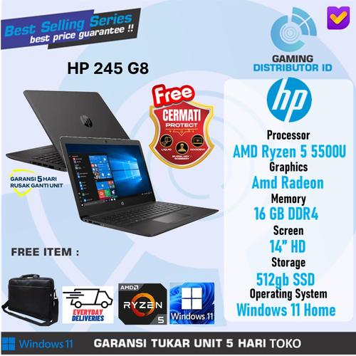 Promo Laptop Hp 245 G8 Ryzen 5 5500U 16GB 512GB W11 Home 14 HD Garansi ...