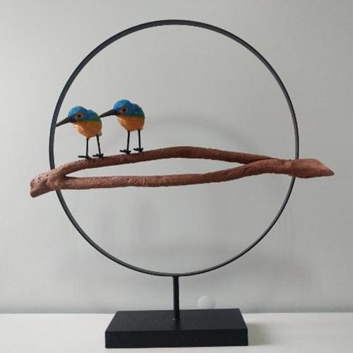 Jual Ornamen Pajangan Rak Rumah Cyrcle Bird / Tiny Parrots on Branch ...