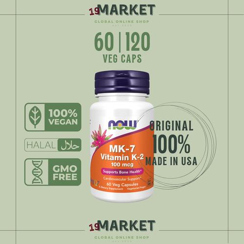 Promo NOW Foods MK-7 Vitamin K-2 100 mcg 60 120 Veg Capsules - 60 ...