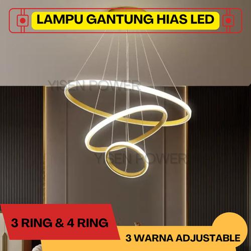 Promo Lampu Gantung Cincin LED 3 Ring Light Led Lingkar 60W Lampu Gantung - 4 RING GOLD ...