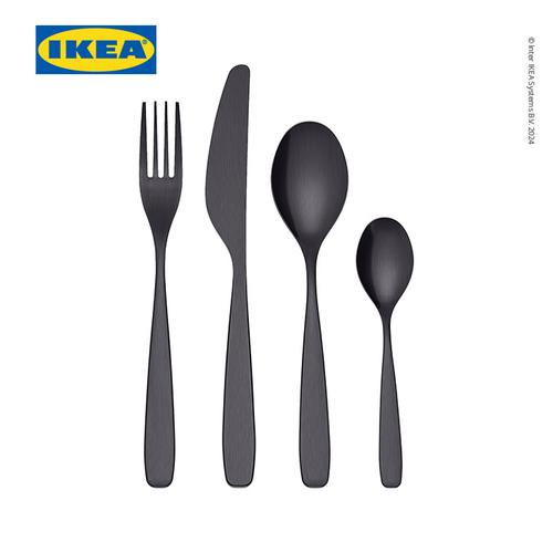 Promo IKEA TILLAGD Set Peralatan Makan Sendok Garpu Pisau Hitam Isi ...