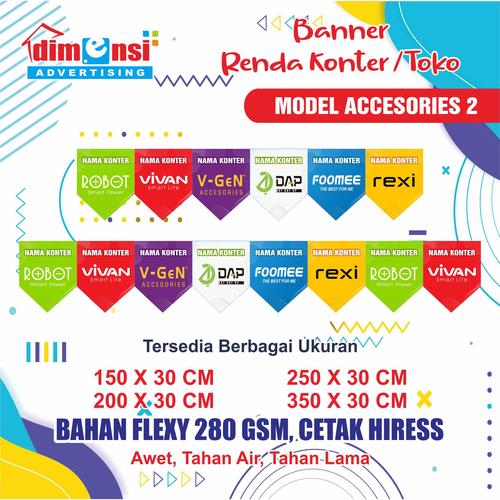 Jual Banner Renda Konter Segitiga Murah / Spanduk Renda Hiasan Konter - Game, 150x30cm - Kab ...