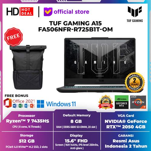 Promo ASUS TUF GAMING A15 FA506NFR-R725B1T-OM BLACK AMD RYZEN 7-7435HS ...
