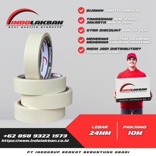 Jual PER DUS - INDOLAKBAN LAKBAN KERTAS MASKING TAPE 1 INCH 11 YARD ...