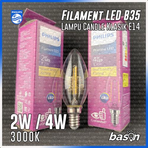 Promo PHILIPS LED Classic B35 E14 Warm White Kuning 2W / 4W ...