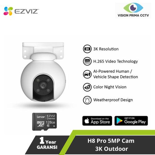 Jual EZVIZ H8 Pro 5MP IP Cam Outdoor CCTV - kamera + 128GB - Kota Medan ...