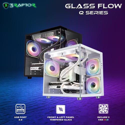 Promo Casing Gaming Raptor Glass Flow Q Series Free 3 Fan RGB - Putih ...