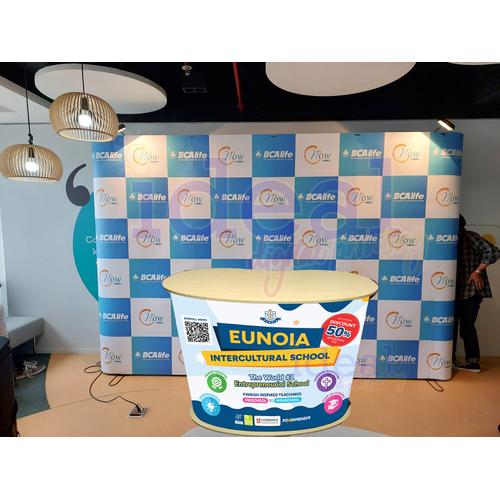 Jual PAKET Backwall Backdrop pameran portable modul 3x4 LURUS + MEJA ...