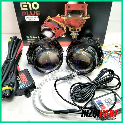 Jual Vahid Biled e10 plus Black | led projector 3 inch purple lens - biled + relay, 1 lampu ...