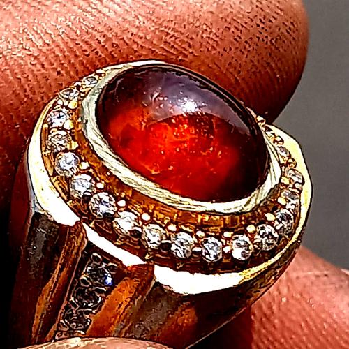 Jual natural hesoinate red garnet, 3crat, ring diraf double plat tebal lapisan emas, ring ukuran ...