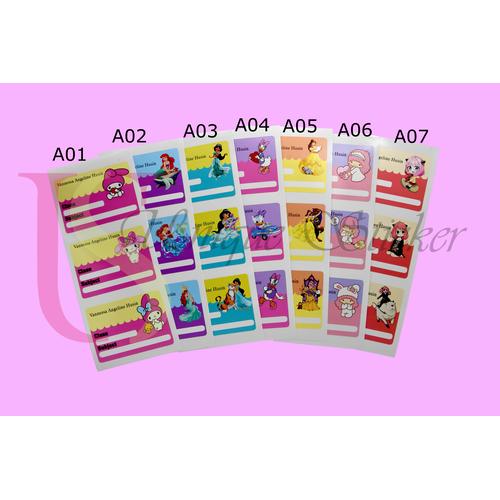 Jual Stiker Nama Anak-Label Buku Pelajaran Custom-Label Mata pelajaran ...