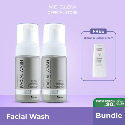 Promo [Buy 2 Get 1] MS Glow Facial Wash 100 ml - Free MS Glow Biome ...