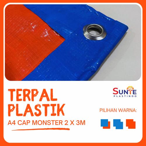 Jual TERPAL PLASTIK A4 CAP MONSTER UKURAN 2m x 3m - SKYBLUE/ORANGE - Kota Tangerang - Sunte ...
