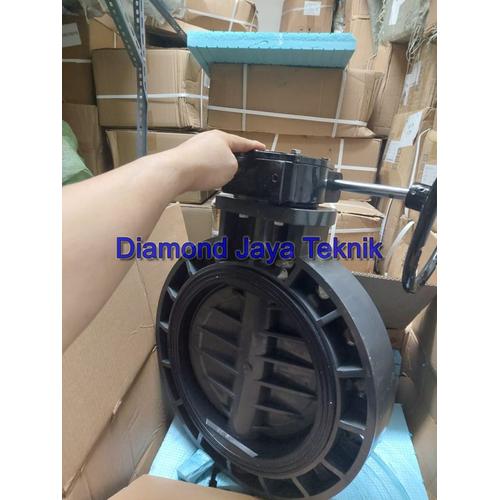 Jual Gear Type Butterfly Valve PVC 10" Inchi DN250 w/ Gear Handle Gear ...