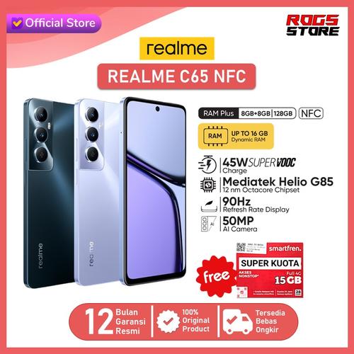 Promo Realme C65 NFC 8/256gb 8/128gb Garansi Resmi - NON BUNDLE, 8/128GB PURPLE Cicil 0% 3x ...