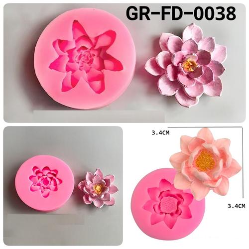 Jual FD-0038 Cetakan silikon pudding coklat fondant bunga lotus peoni ...