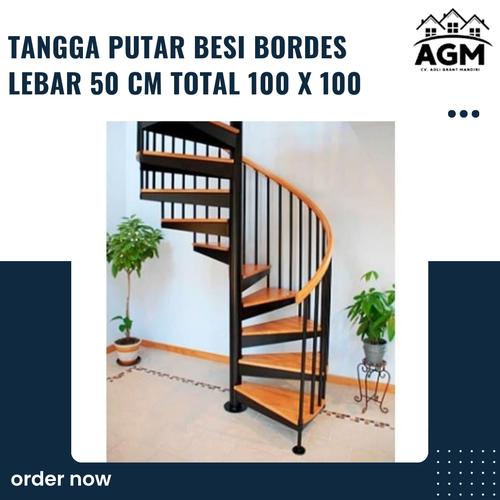 Jual tangga putar besi Bordes lebar 50 cm total 100 x 100 - Kota ...
