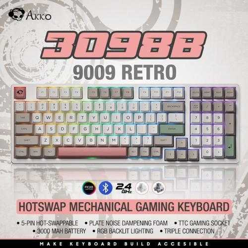 Jual Akko 3098B 9009 Retro Wireless 3in1 RGB Mechanical Gaming Keyboard ...