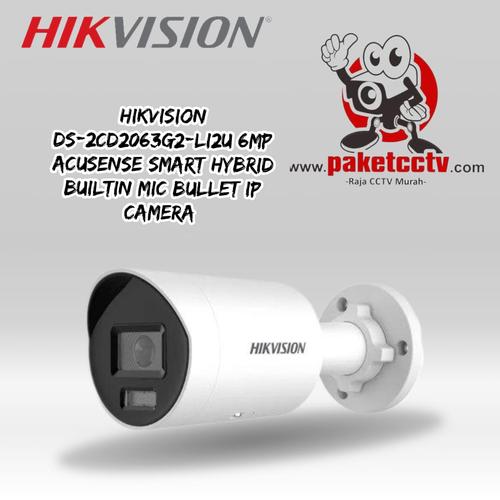 Jual HIKVISION DS-2CD2063G2-LI2U 6MP ACUSENSE SMART HYBRID LIGHT BUILT-IN MIC BULLET IP CAMERA ...