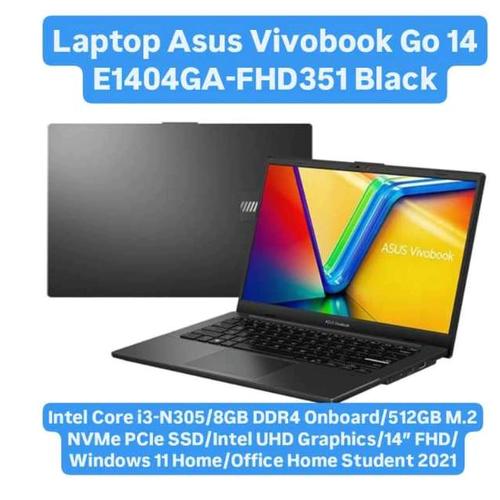 Jual Laptop Asus Vivobook Go 14 E1404GA-FHD351 Black Intel Core i3-N305 ...