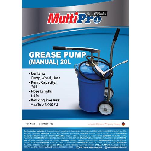 Jual DVT | MULTIPRO POMPA OLI GEMUK STEMPET MANUAL 20 LITER HAND GREASE ...
