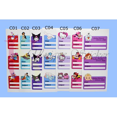 Jual Stiker Nama Anak-Label Buku Pelajaran Custom-Label Mata pelajaran ...