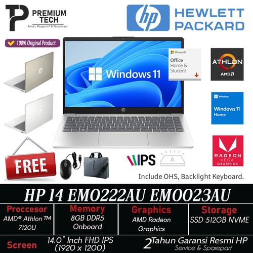 Jual HP 14 EM0222AU EM0223AU AMD Athlon 7120U 8GB DDR5 512GB SSD FHD ...