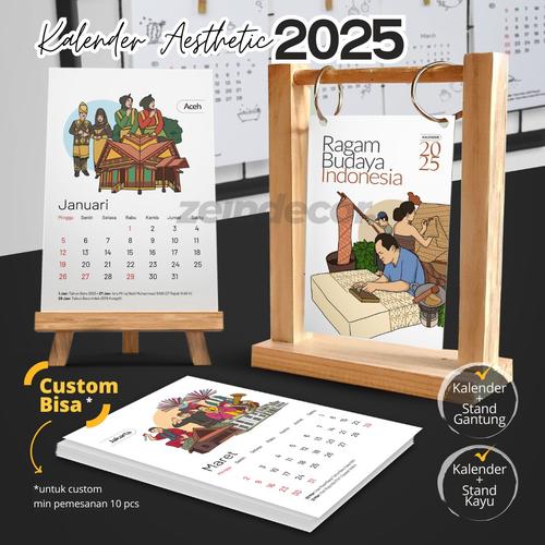 Jual 2025 Kalender Meja Aesthetic Stand Gantung atau Easel Ukuran A6 ...