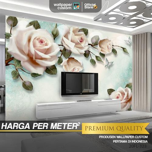 Promo Wallpaper Custom Mural Photowall Background Motif Floral Bunga 3D ...