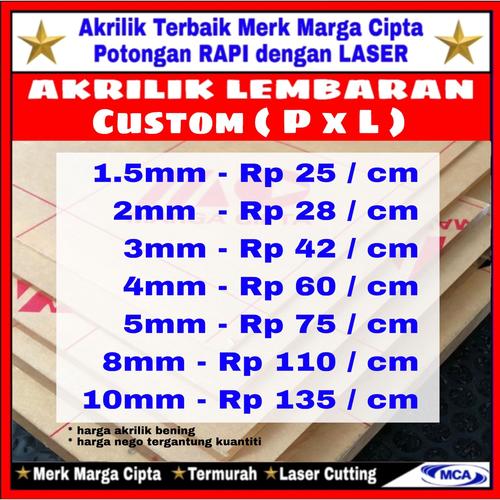 Jual AKRILIK Lembaran CUSTOM / Acrylic Custom / Marga cipta / Arcylic ...
