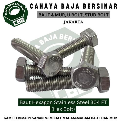 Jual Baut Hexagon Stainless Steel 304 FT 1/4" - 20G x 2-1/2" (Hex Bolt ...