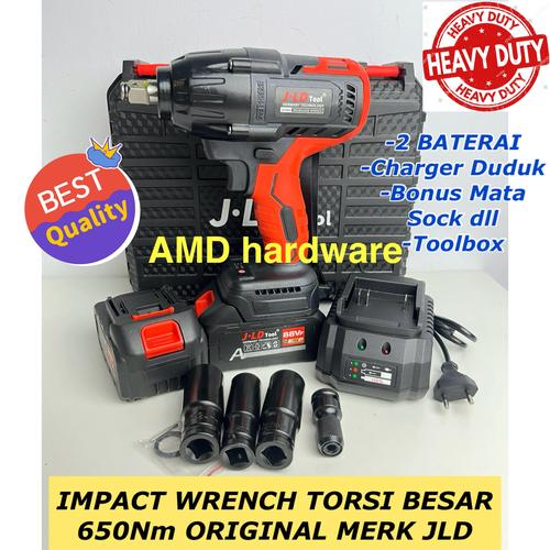 Jual MESIN IMPACT WRENCH CORDLESS TORSI BESAR 650Nm BATERAI 88V 1/2 ...