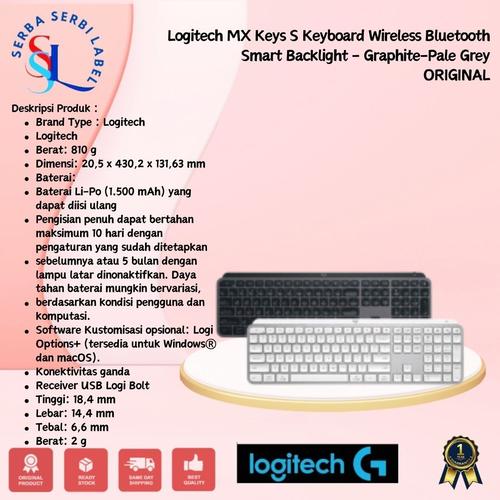 Jual Logitech MX Keys S Keyboard Wireless Bluetooth Smart Backlight ...