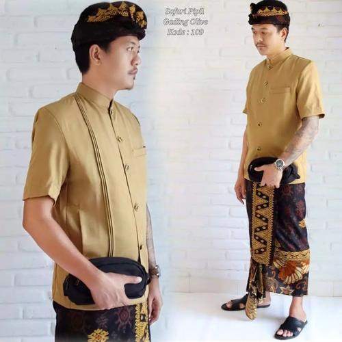Jual baju adat bali pria terbaru kemeja cowok bahan safari pipil tebal ...