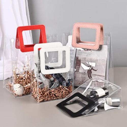 Jual Tas Mika PVC Bening Transparant Handle Kulit / Hampers Lebaran ...