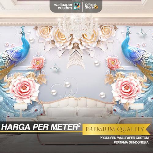Jual Wallpaper Custom Mural Photo Wall Background Motif Floral Burung ...