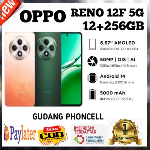 Jual Oppo Reno 12F 5G 12+256 GB layar Amoled garansi resmi 1 tahun - 12f (5G) Green - Kab. Bogor ...