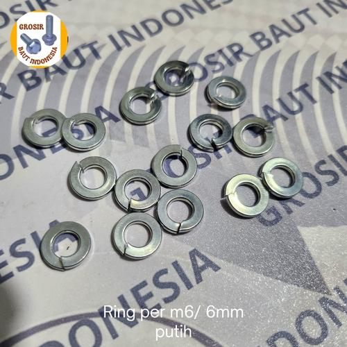Jual (50-100pcs) Ring Per M6 / Spring washer 6mm putih galvanis - Kota ...