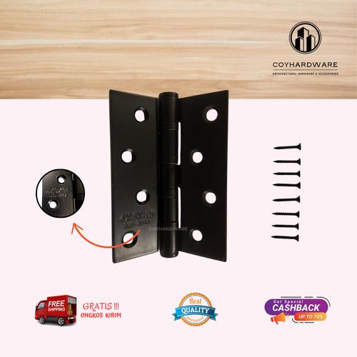 Promo ENGSEL PINTU JENDELA KUPU 4" INCHI HITAM WOODEN DOOR BUTT HINGE ...
