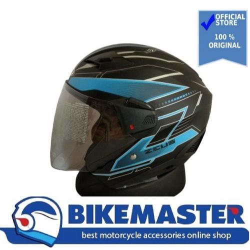 Promo Pake Ganteng Helm Zeus ZS-611 Matt Black TT18 Blue + Spoiler ...