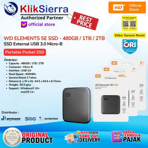 Jual WD Elements SE SSD 480GB 1TB 2TB - Portable SSD External - Pocket SSD Eksternal - Garansi ...