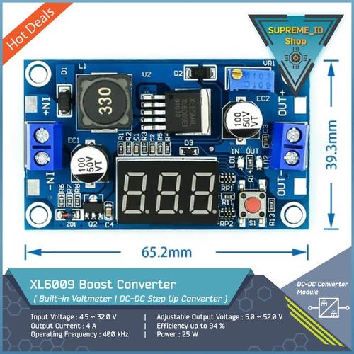 Jual NEW XL6009 DC-DC Step Up Boost Converter + Built-in LED Voltmeter ...